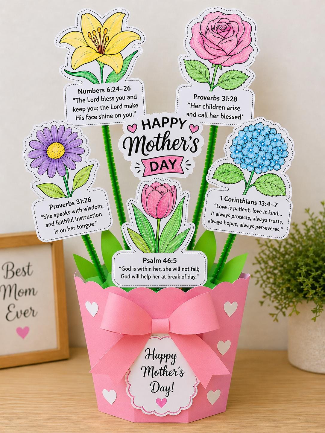 Mother’s Day Scripture Flowers Coloring Craft | Bible Verse Flower ...