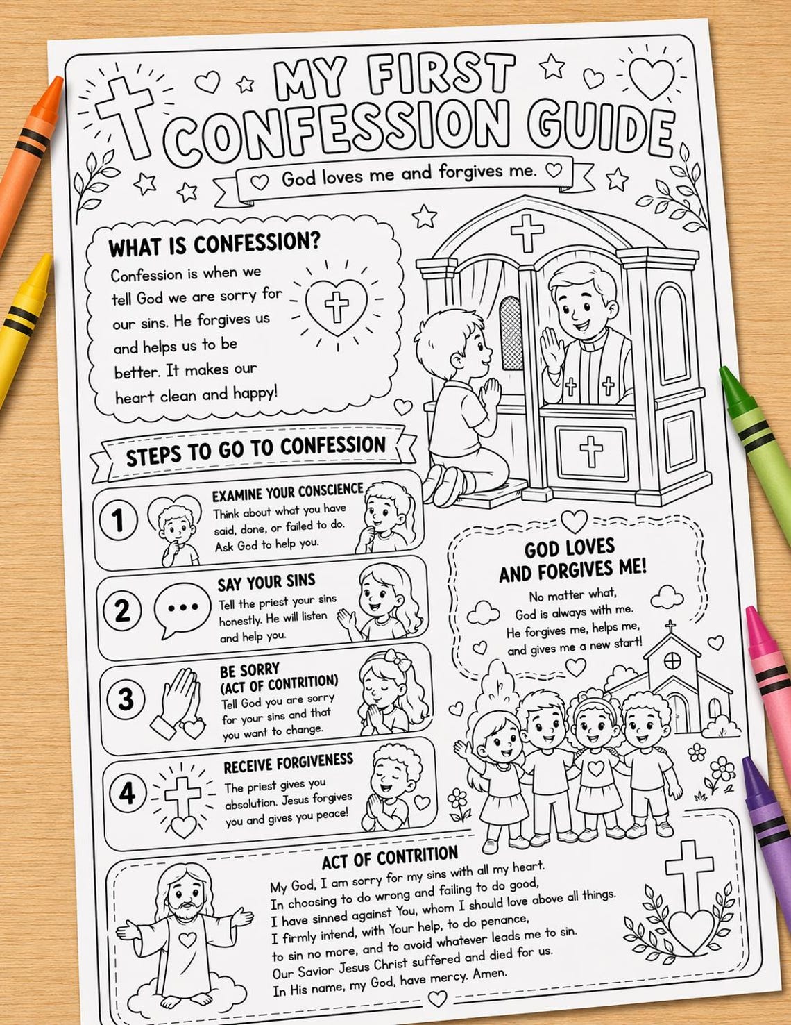 My First Confession Guide Printable | Confession Worksheet for Kids ...
