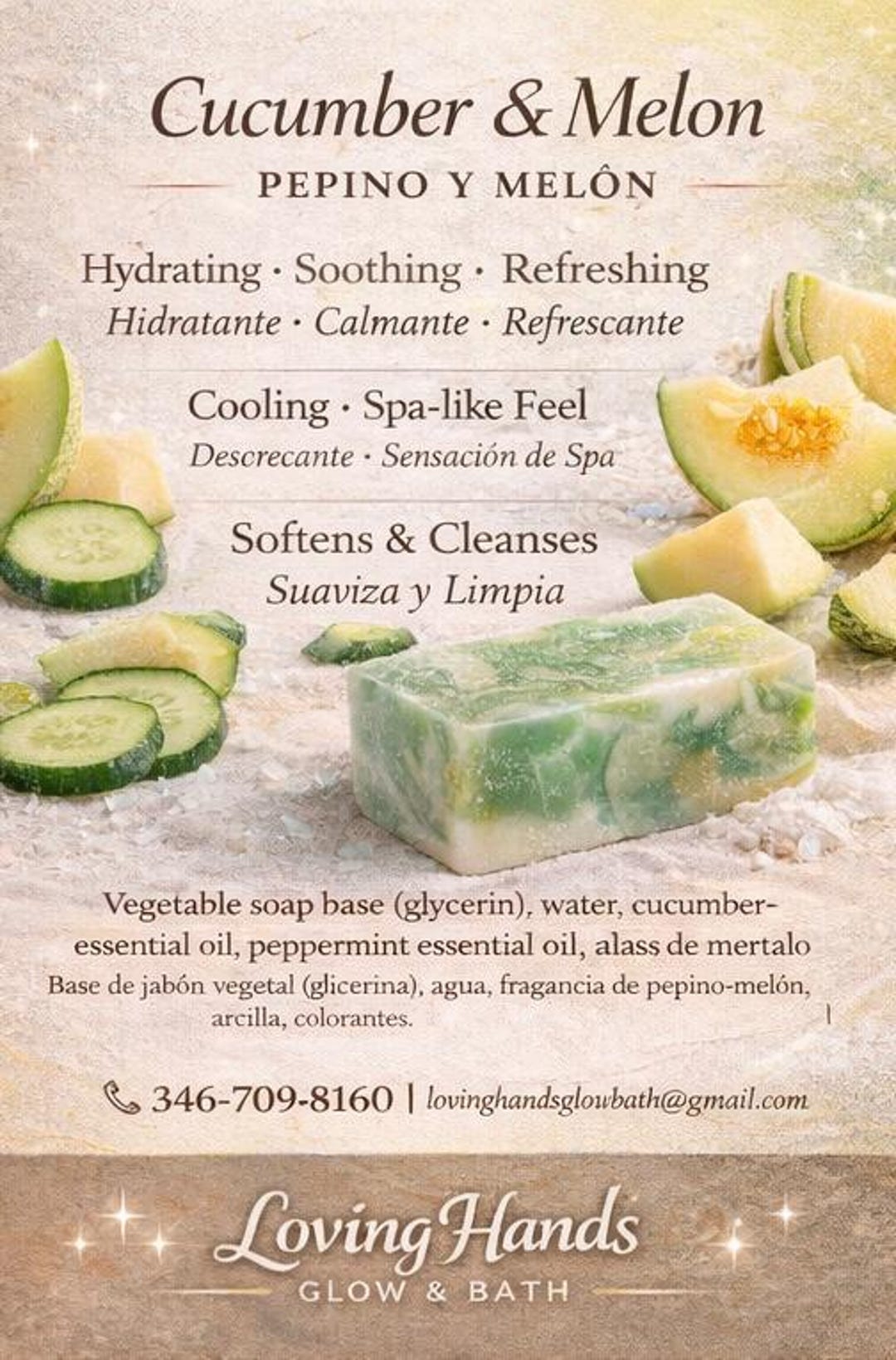 Loving Hands Glow & Bath | Homemade Soap Bar - Cucumber and Melon - Etsy