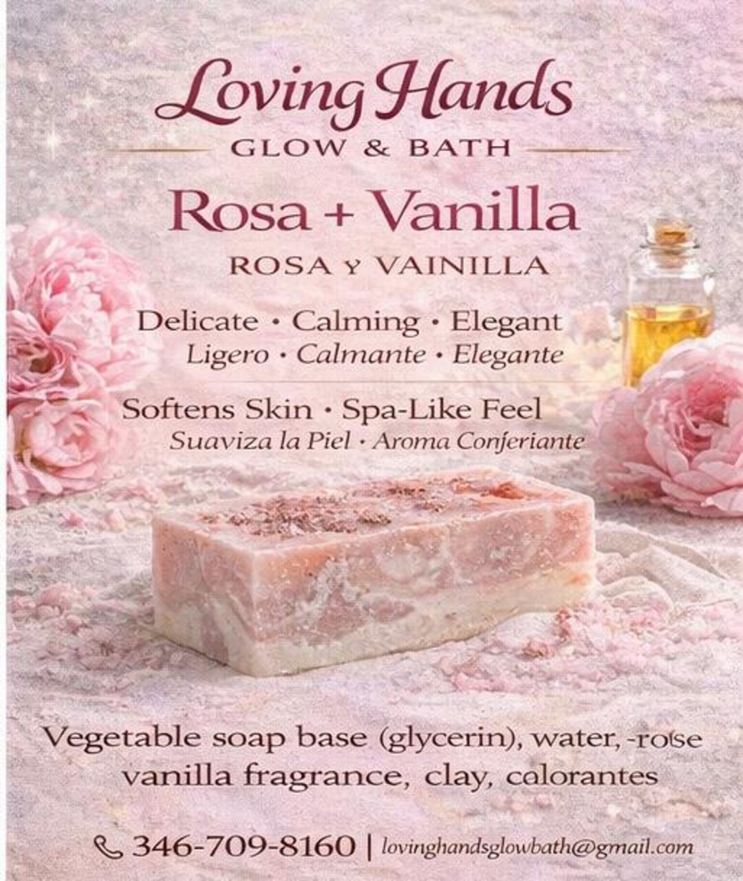 Loving Hands Glow & Bath | Homemade Soap Bar - Rose and Vanilla - Etsy
