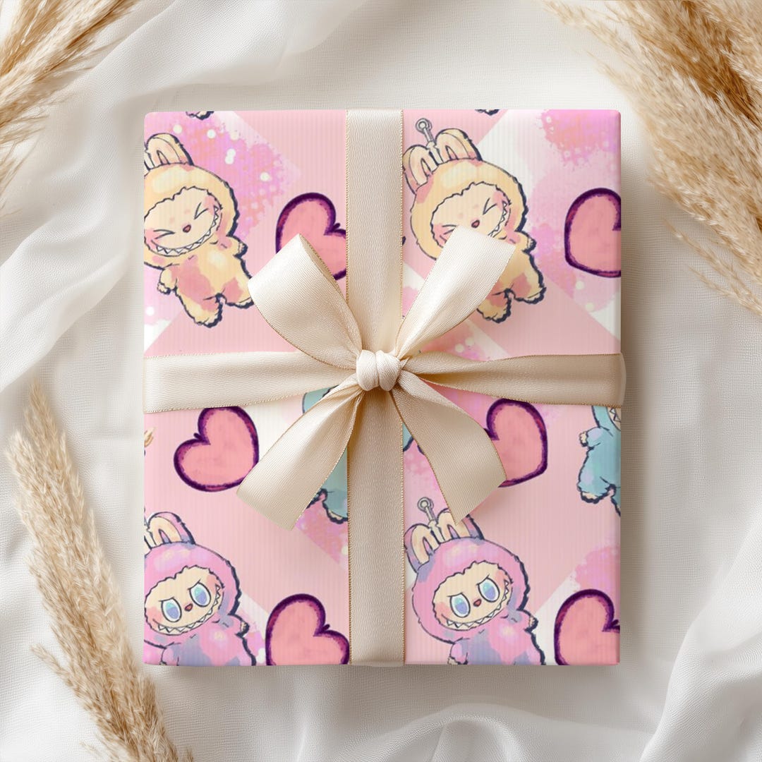 Cute Monsters Valentine Wrapping Paper - Cute Character Wrap - Labubu ...