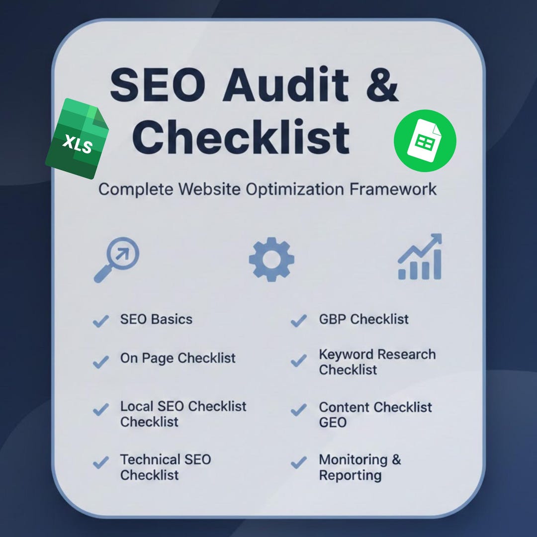 SEO Checklist & Audit Template 2026 | Local SEO, Technical, on Page ...
