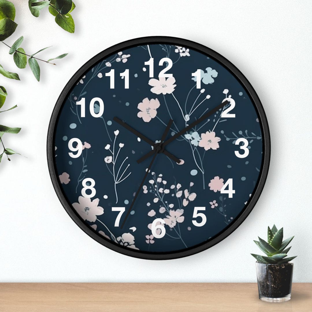 Dainty Flower Scatter Wall Clock | Botanical Flower Clock, Kitchen Wall ...