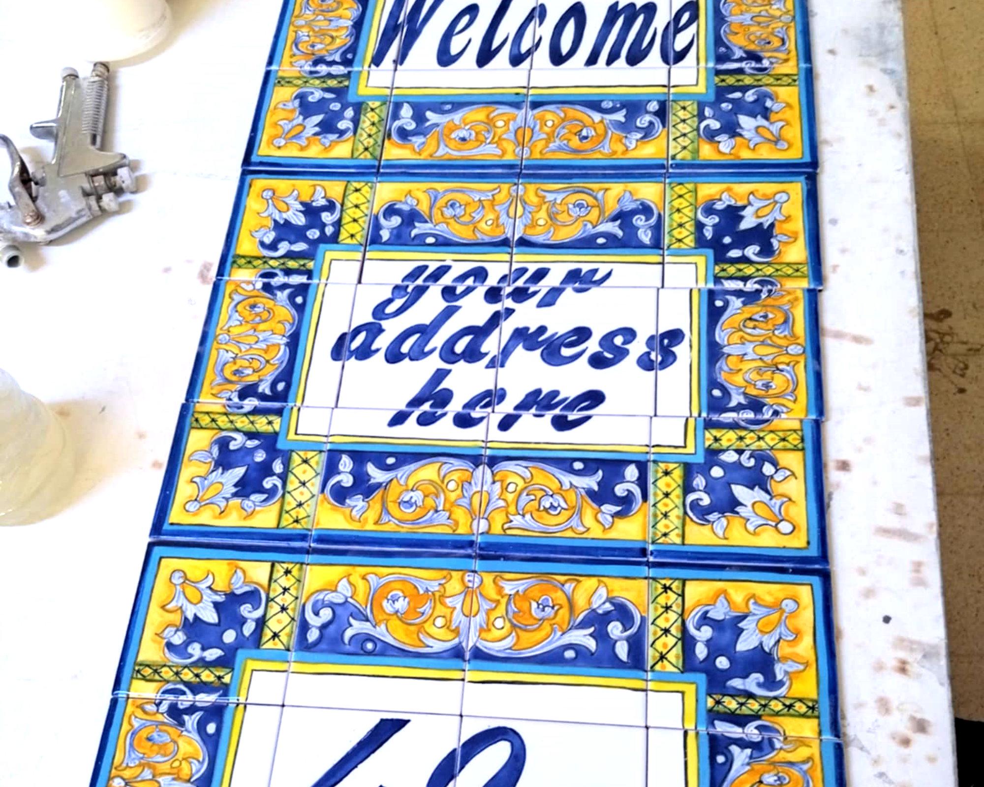 Custom Welcome Sign - Italian House Design Style Address Sign - Mosaic ...