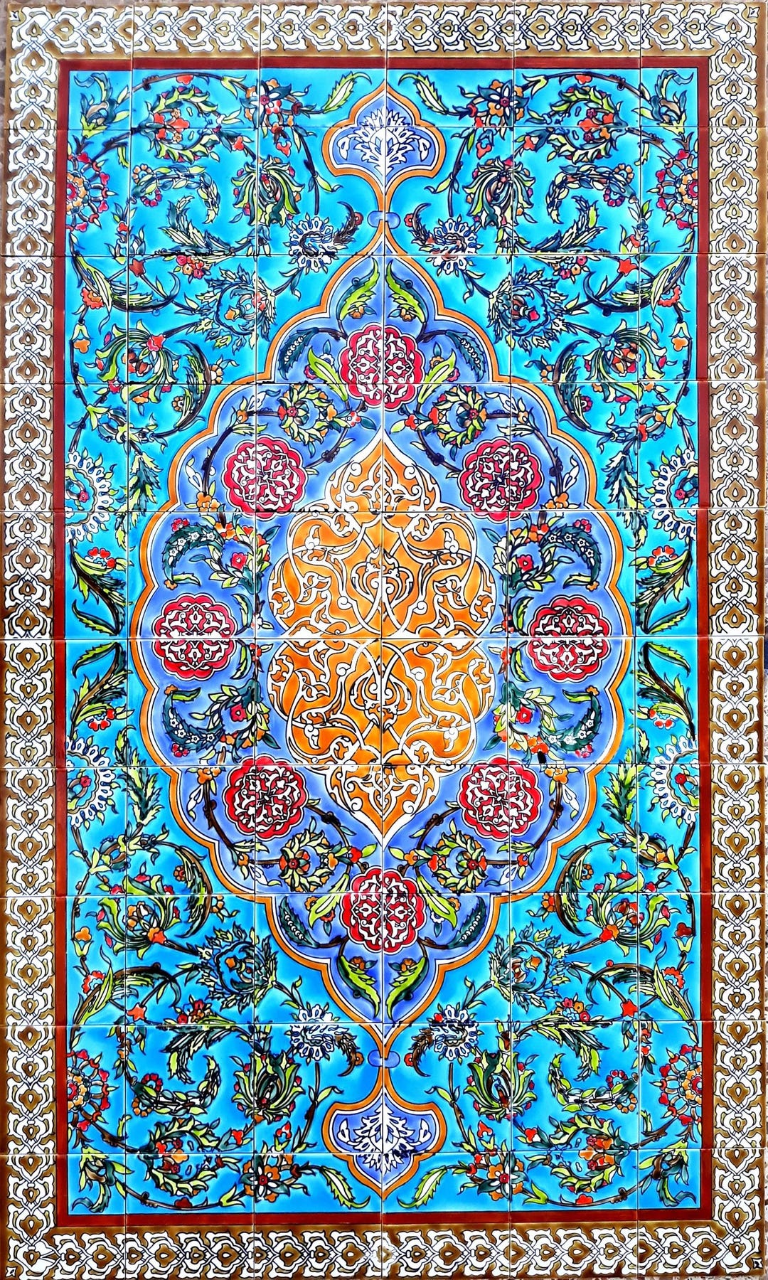 60inx36in Accent Rug Mosaic Mural Ceramic Tiles, Hand Painted, Persian ...