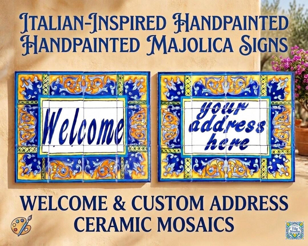 Custom Welcome Sign - Italian House Design Style Address Sign - Mosaic ...
