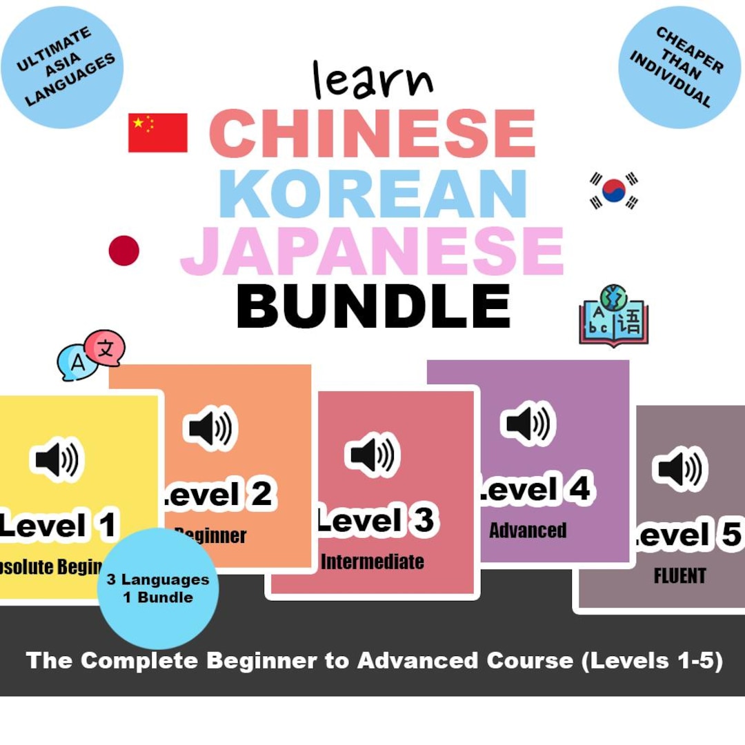 Learn Big 3 Asian Languages Bundle | Chinese | Korean | Japanese | PDF ...