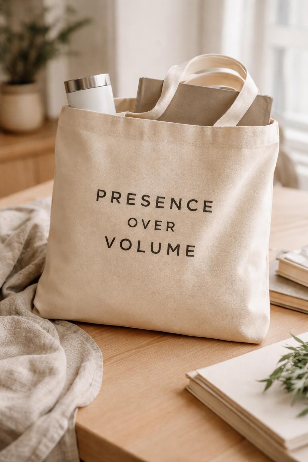 Presence Over Volume Tote | Minimalist Canvas for Intentional Days - Etsy
