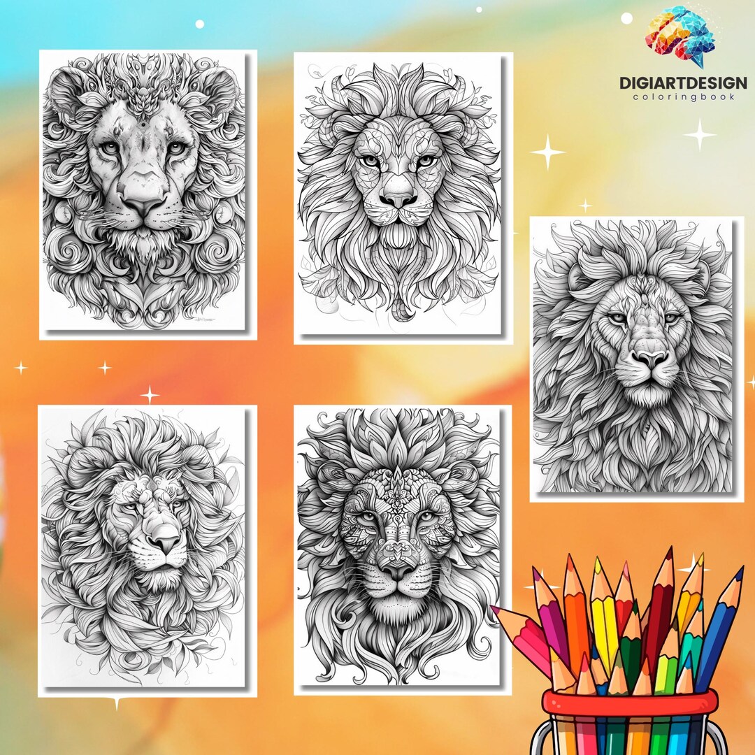 10 Mandala Lion Coloring Page, Adults Coloring Pages, Cute Colorful ...