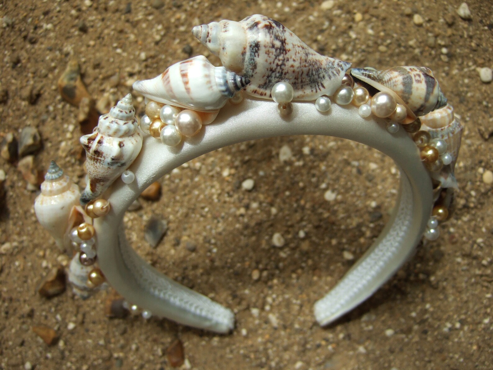 Padded Headband Seashell Shell & Pearl Embroidered Embellished | Etsy
