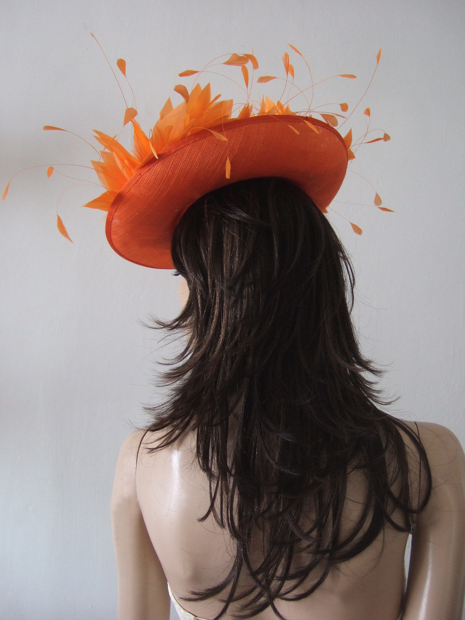 Tango Orange Saucer Disc Feather Tree Hat Headpiece Fascinator - Etsy