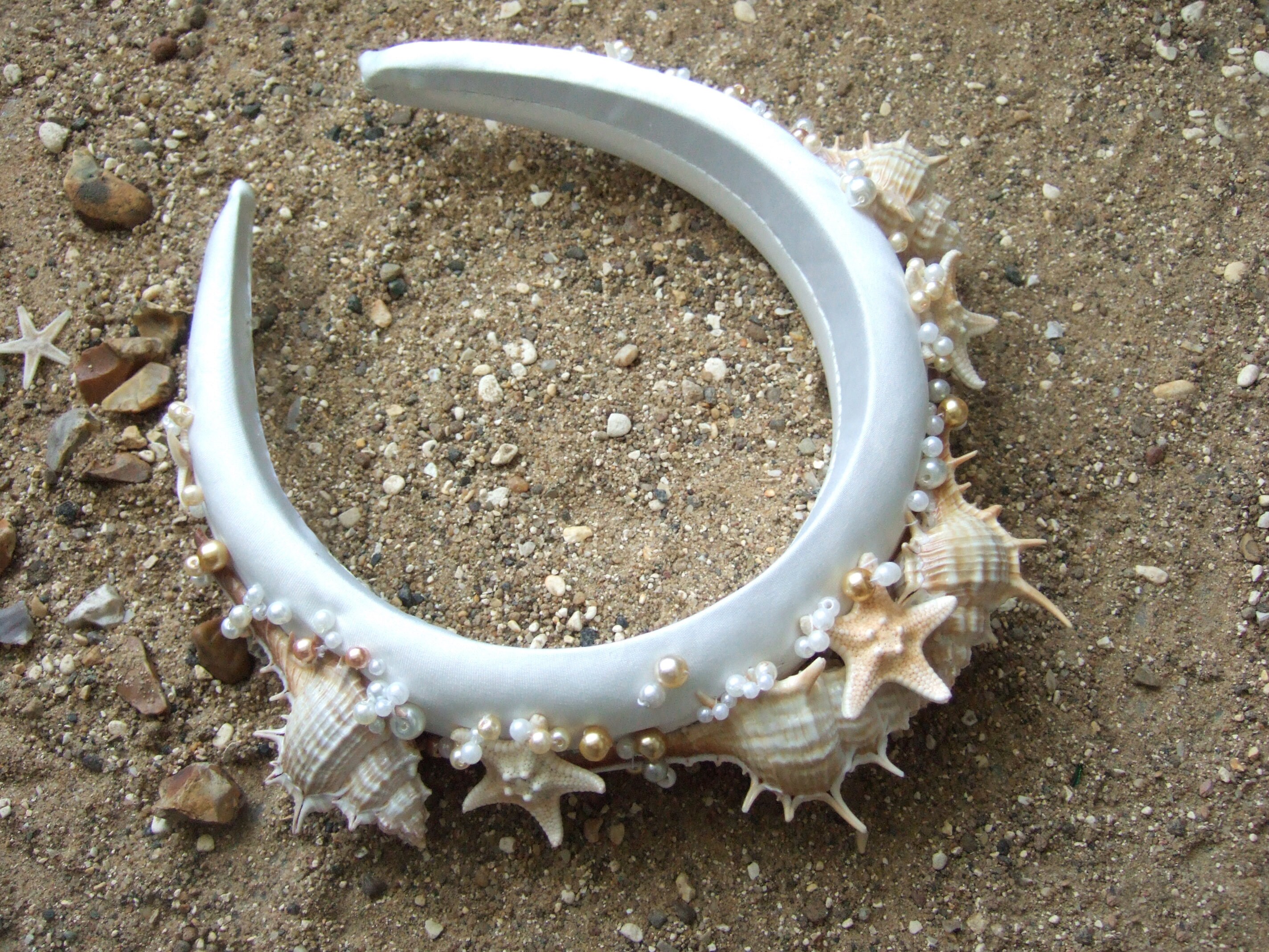 Spiky Conch Seashell Starfish Padded Headband Shell Pearl Embroidered ...