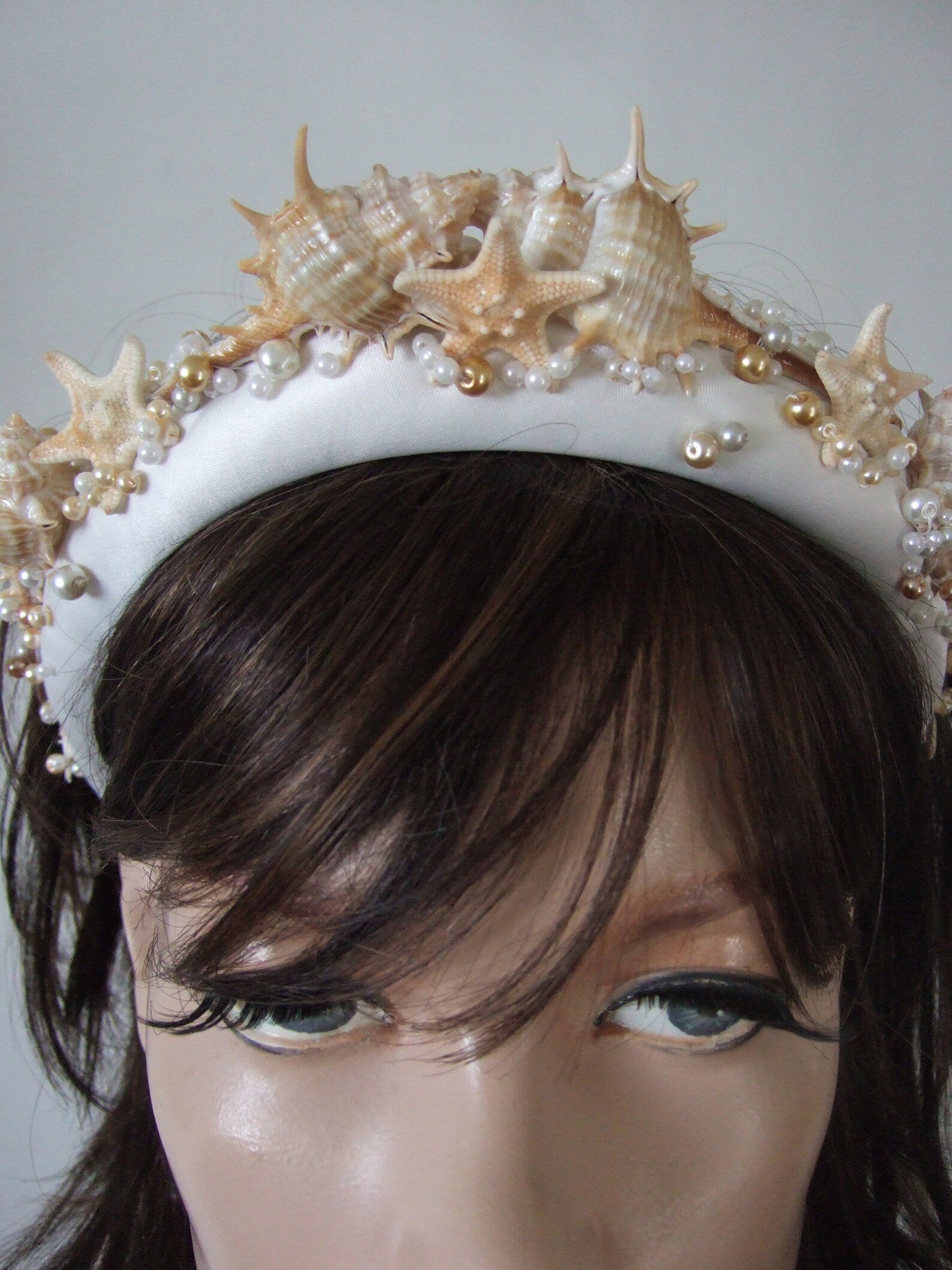 Spiky Conch Seashell Starfish Padded Headband Shell Pearl Embroidered ...