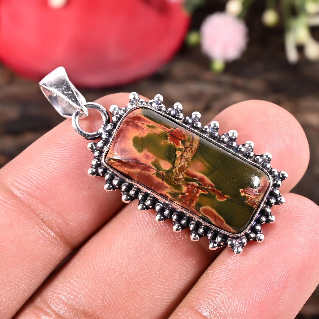 Cherry Creek Jasper Pendant | Handcrafted Silver Gemstone Necklace - Etsy