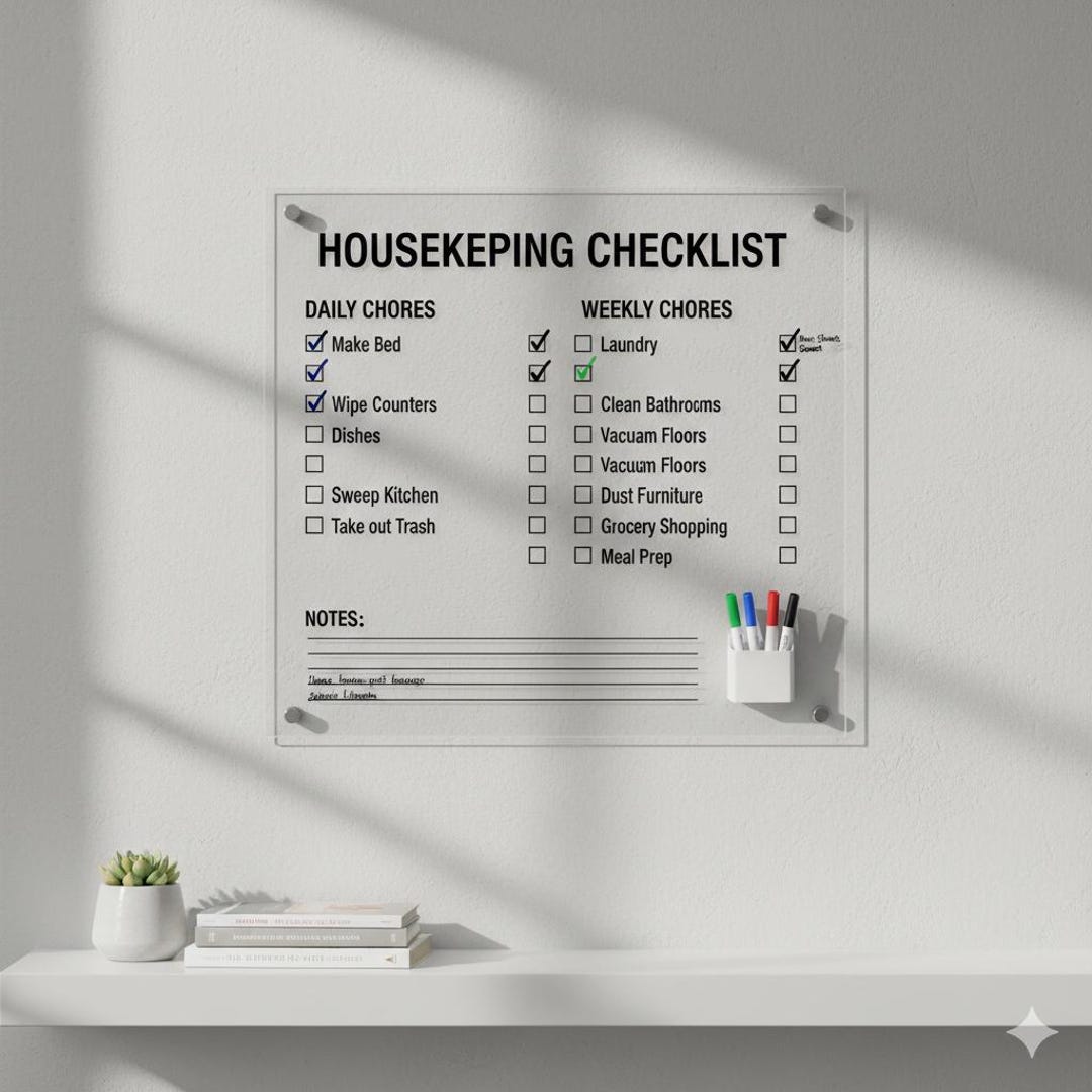 Acrylic Checklist Board Dry Erase - Personalized Wall Organizer - Etsy