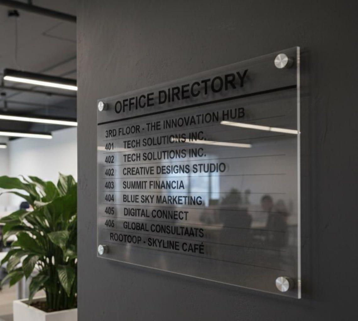 Custom Acrylic Office Directory Sign, Modern Business Lobby Signage - Etsy