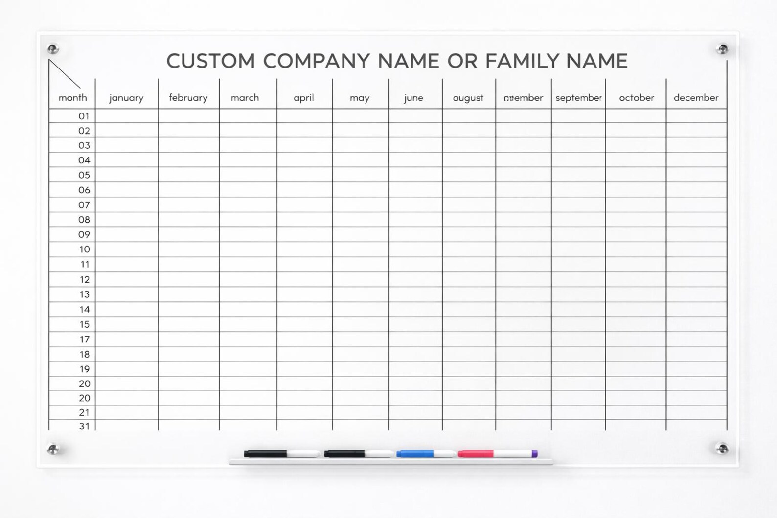 Custom Acrylic Wall Planner, Dry Erase Calendar Board, Family Organizer ...