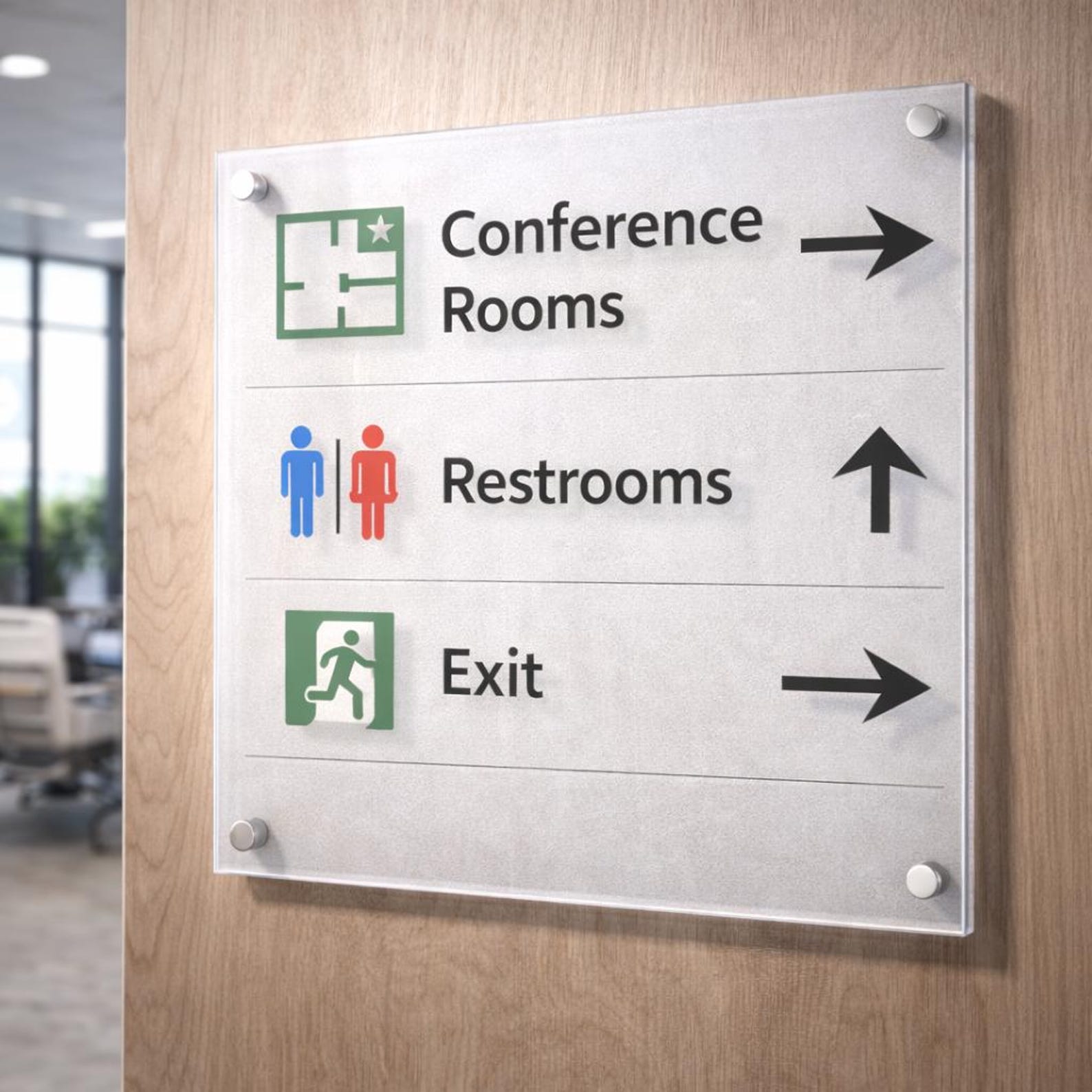 Modern Acrylic Directional Sign, Custom Office Wayfinding - Etsy
