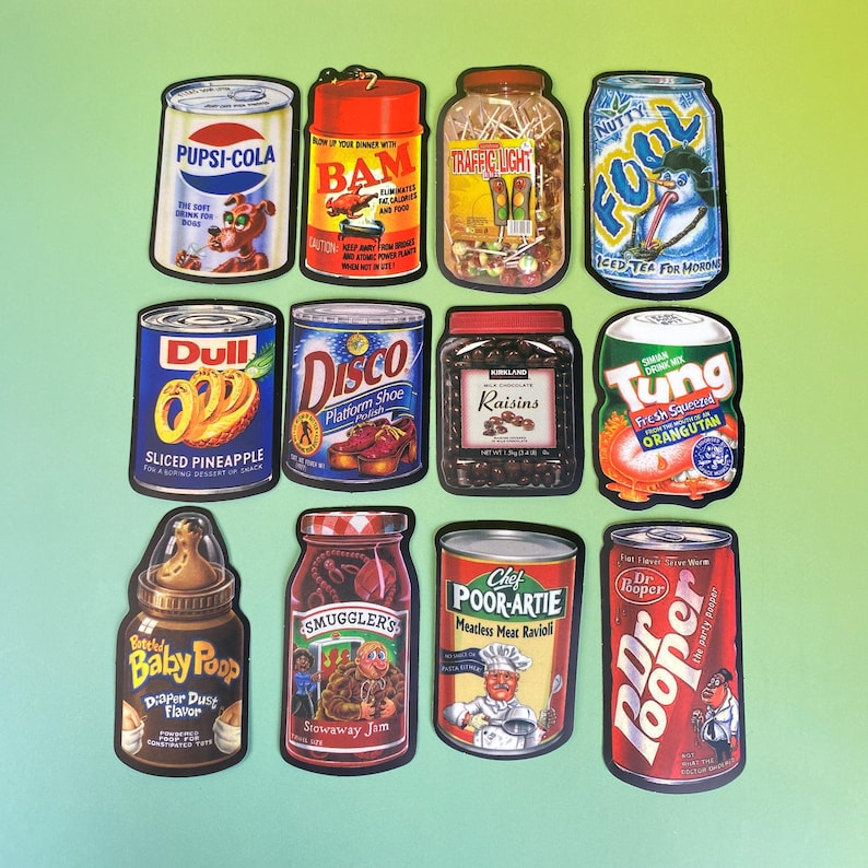200pcs Wacky Food Parody Sticker Pack | Retro Junk Food Humor Stickers ...