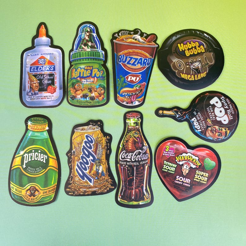 200pcs Wacky Food Parody Sticker Pack | Retro Junk Food Humor Stickers ...