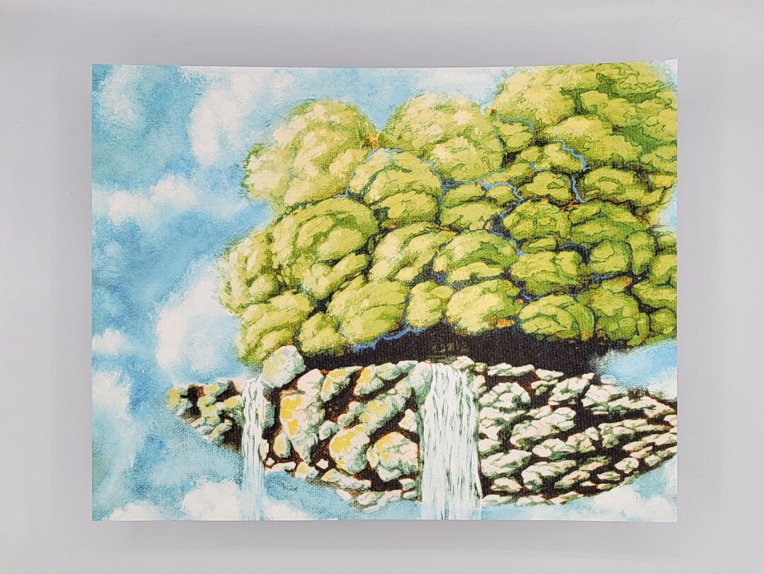 Zelda Floating Island Waterfall Oil Painting Print Oil Painting Print ...