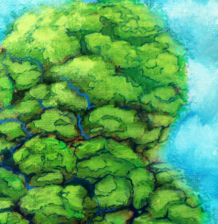 Zelda Floating Island Waterfall Oil Painting Print | Oil Painting Print ...