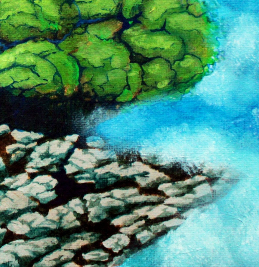Zelda Floating Island Waterfall Oil Painting Print | Oil Painting Print ...