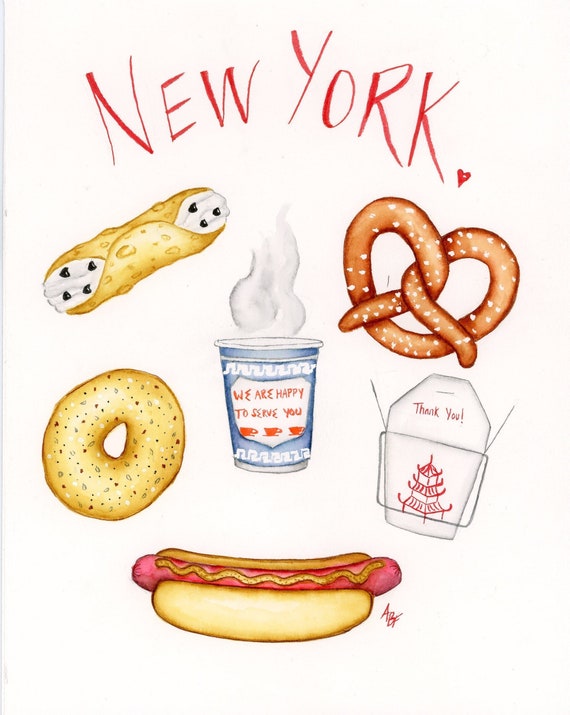 New York Eats Iconic NY Food Map - Etsy