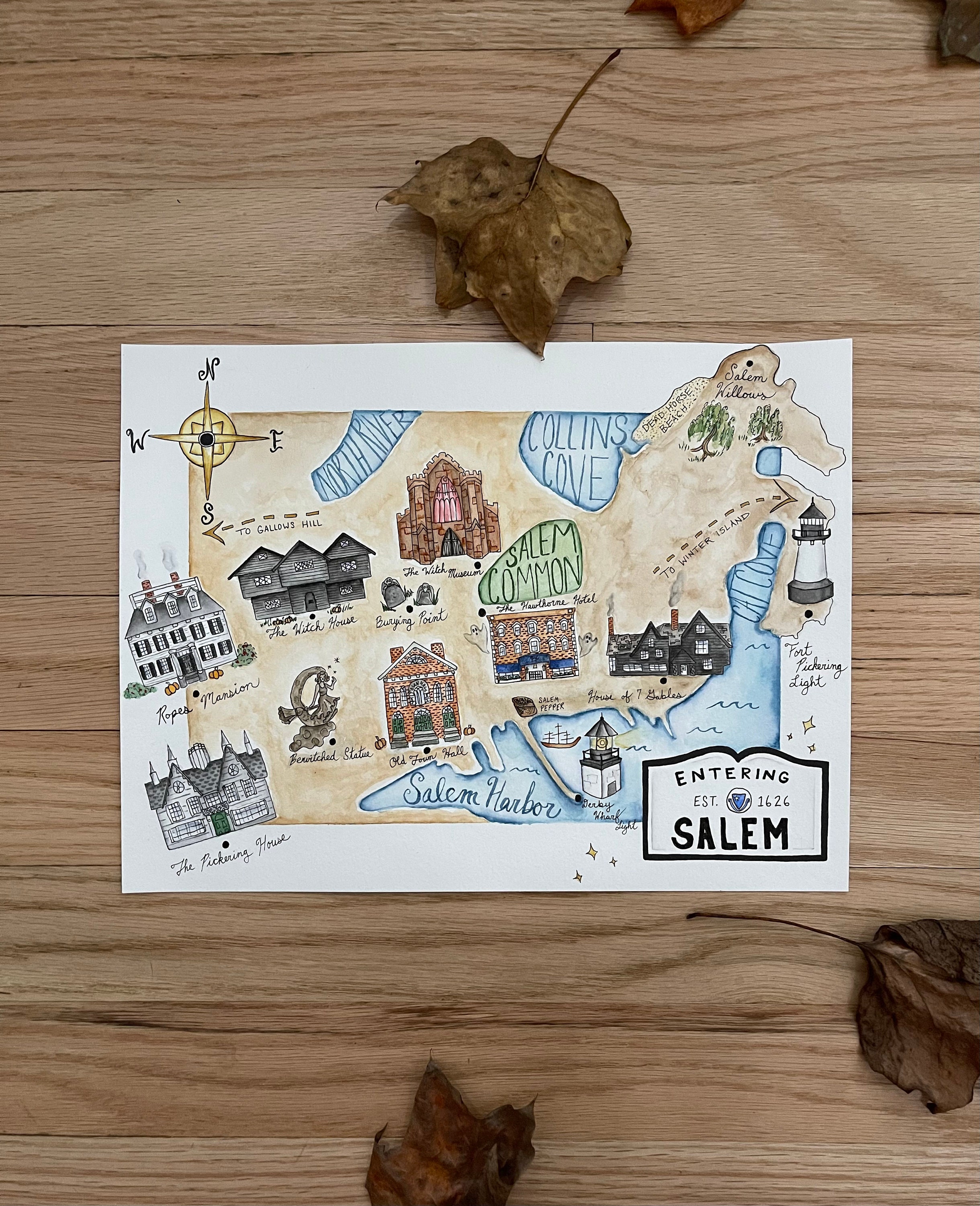 Salem "map" of the Witch City - Etsy
