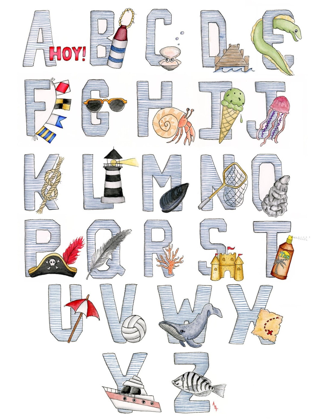 Nautical Abc's- Nursery/kids Room/classroom Art - Etsy