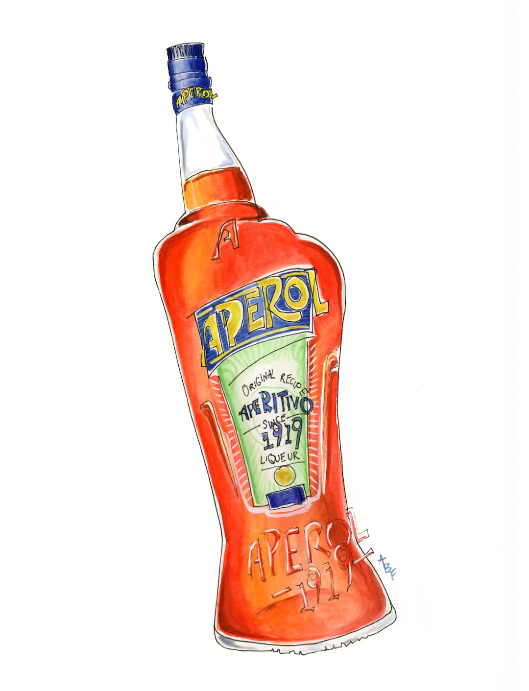 Aperol Blind Contour Print- Aperol Spritz- Bar Art - Etsy