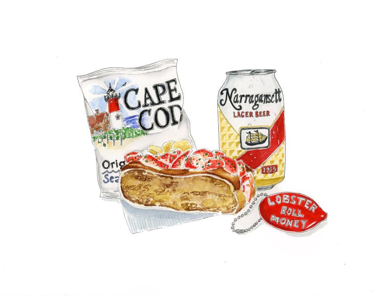 Summer Lunch- Lobster Roll, Cape Cod Chips, Narragansett Lager ...