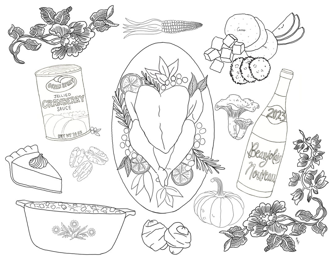 Thanksgiving/ Friendsgiving Table Scape Coloring Pages DIGITAL - Etsy