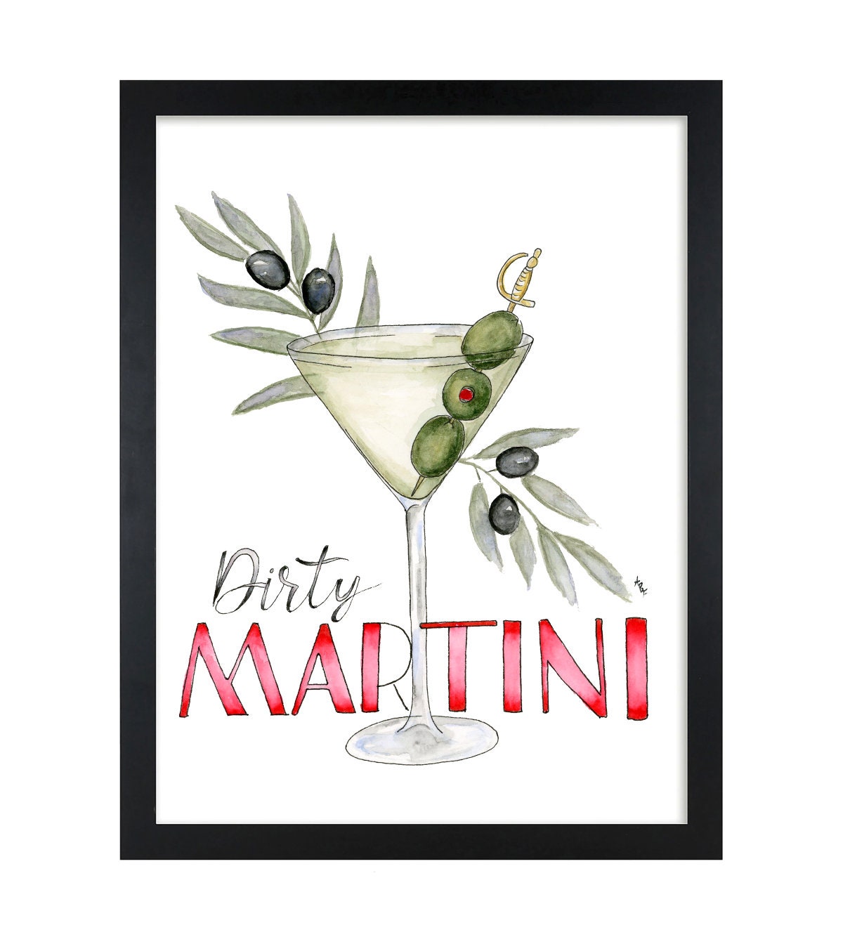 Cocktail Series: Dirty Martini Watercolor - Etsy