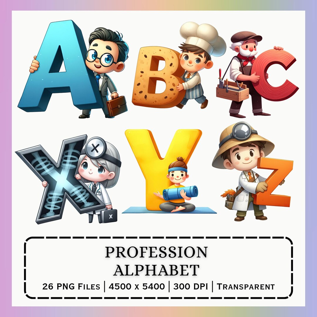 Profession Alphabet PNG A–Z | Career Alphabet Letters With Characters ...