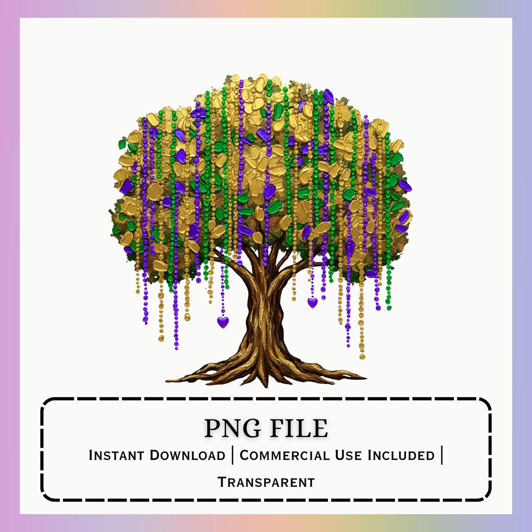Mardi Gras Tree PNG | Beads Carnival Tree Graphic | New Orleans ...