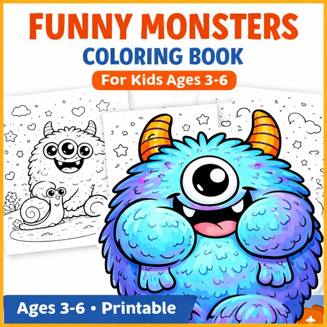 Funny Monsters Coloring Book for Kids Ages 3-6 | Cute Monster Coloring ...