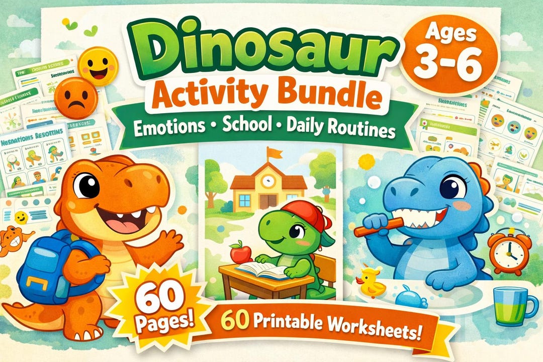Dinosaur Activity Bundle for Kids Ages 3–6 | 60 Preschool Worksheets on ...