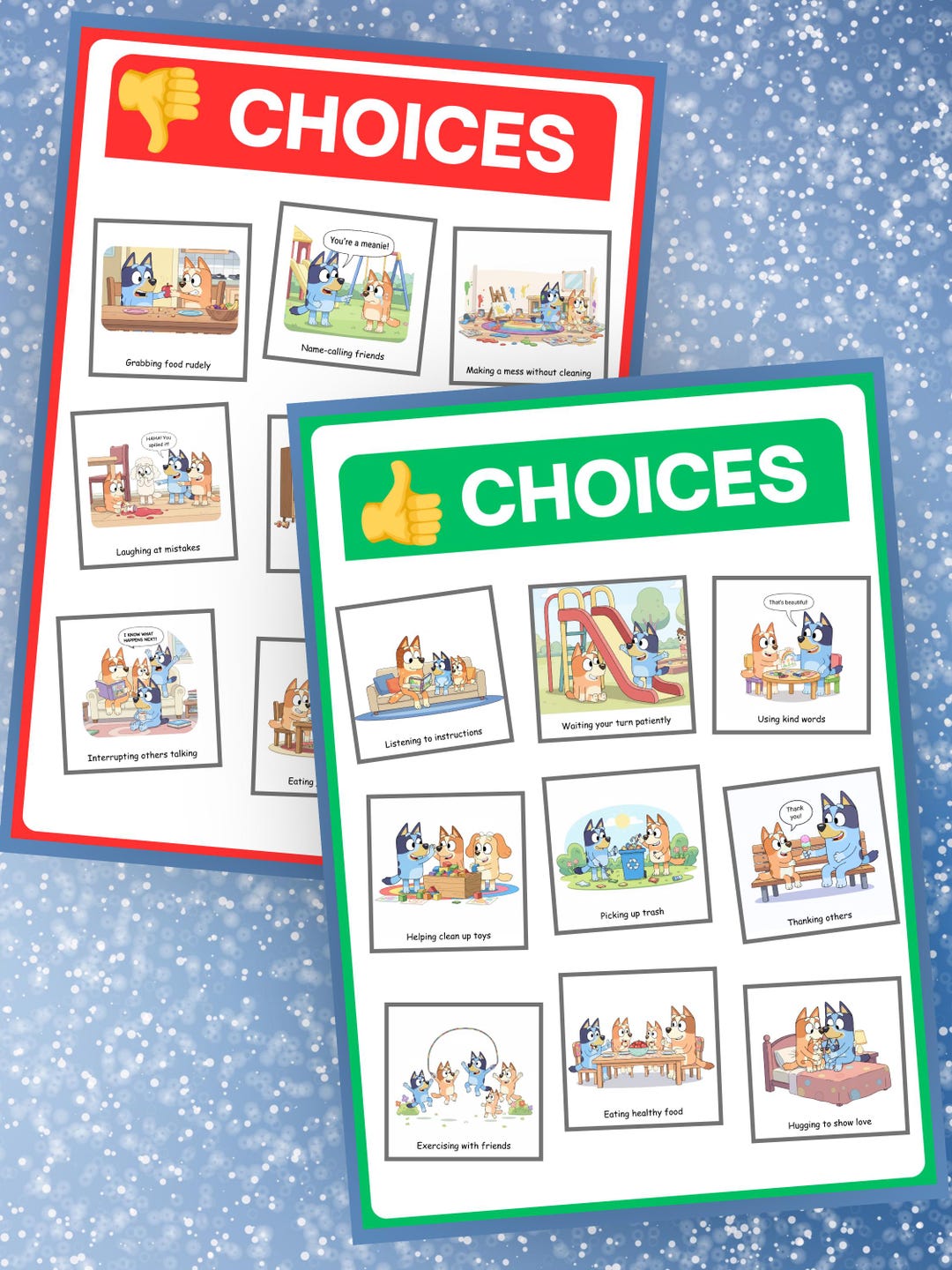 Bluey Behavior Sorting Picture Cards: Positive Vs. Negative Behavior ...