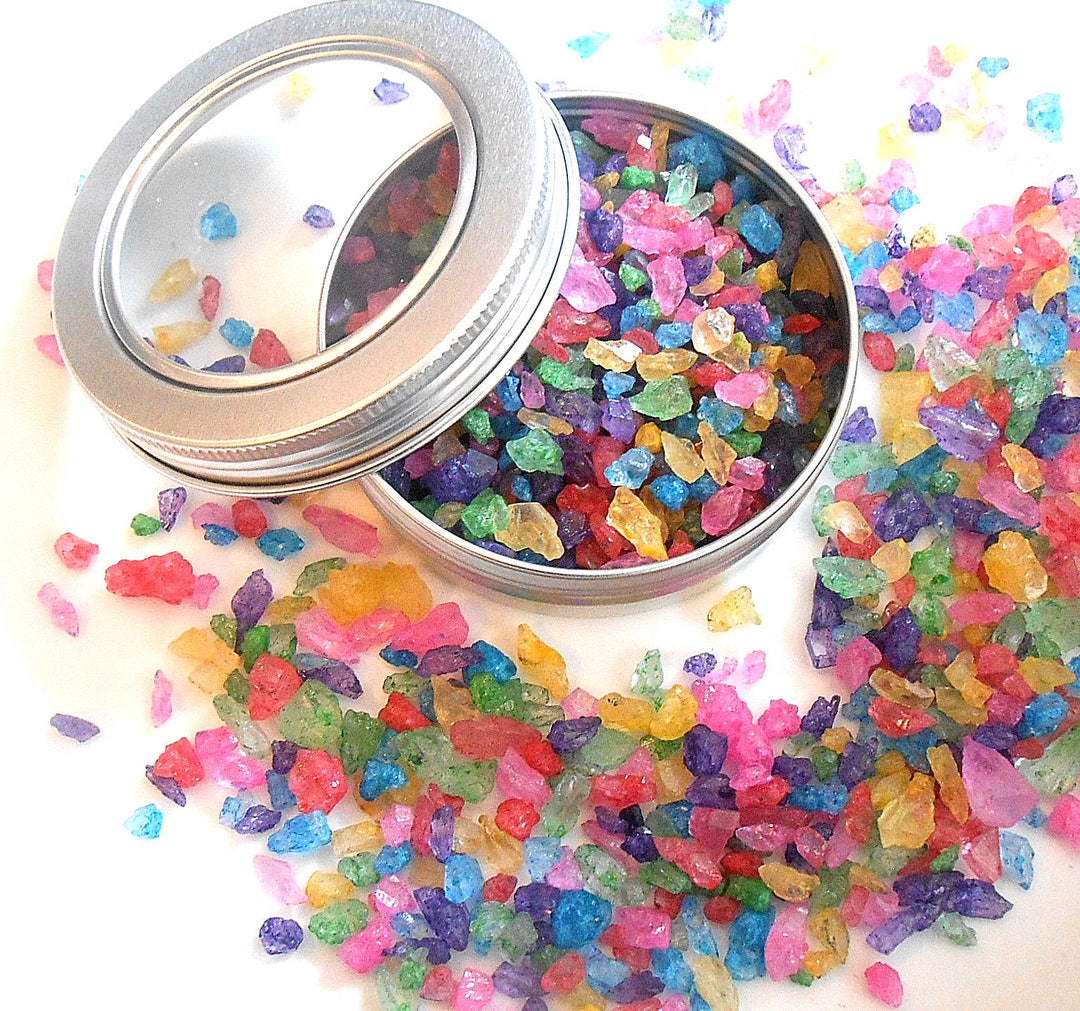 RAINBOW MULTI COLORED Rock Sugar Candy Large Sprinkles Pocket Tin ...