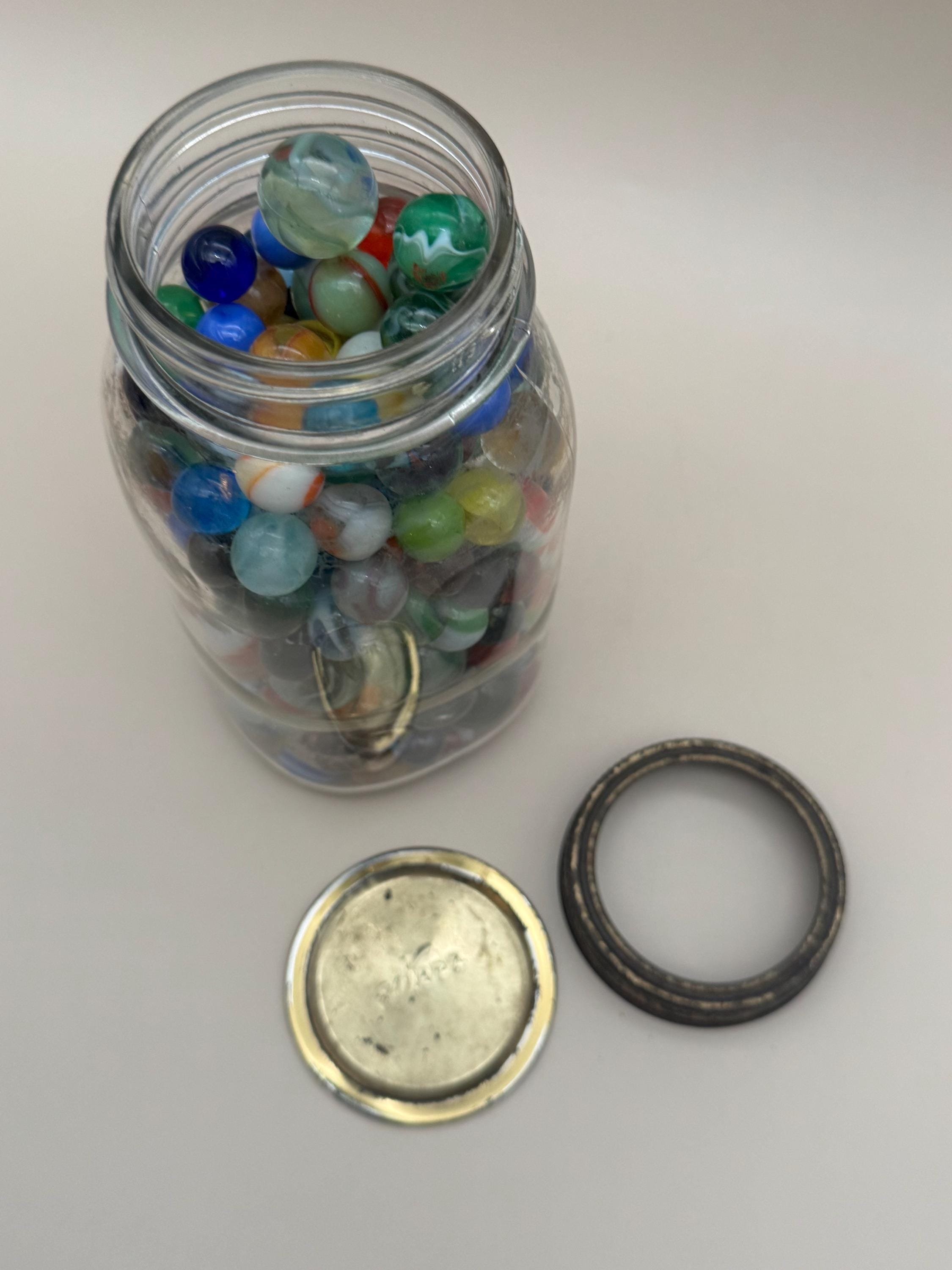 Vintage Mason Jar Filled With Glass Marbles Colorful Collectible ...