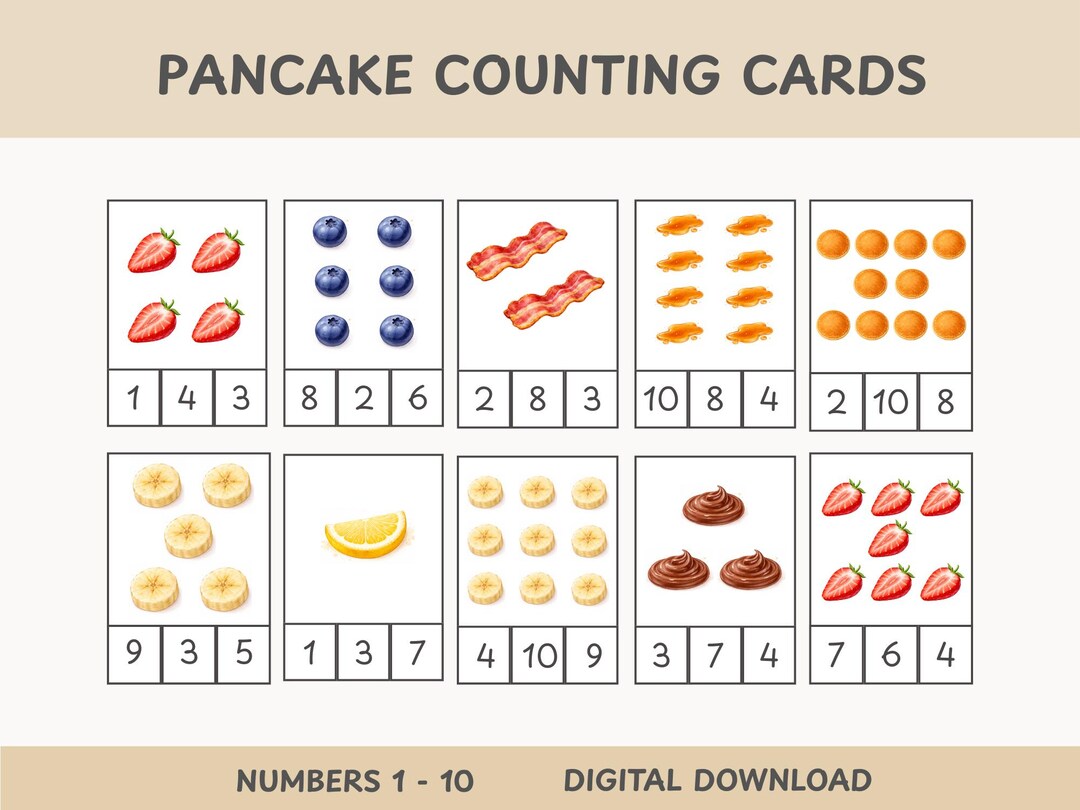 Pancake Theme Counting Cards 1-10, EYFS Preschool Maths Printable, Food ...