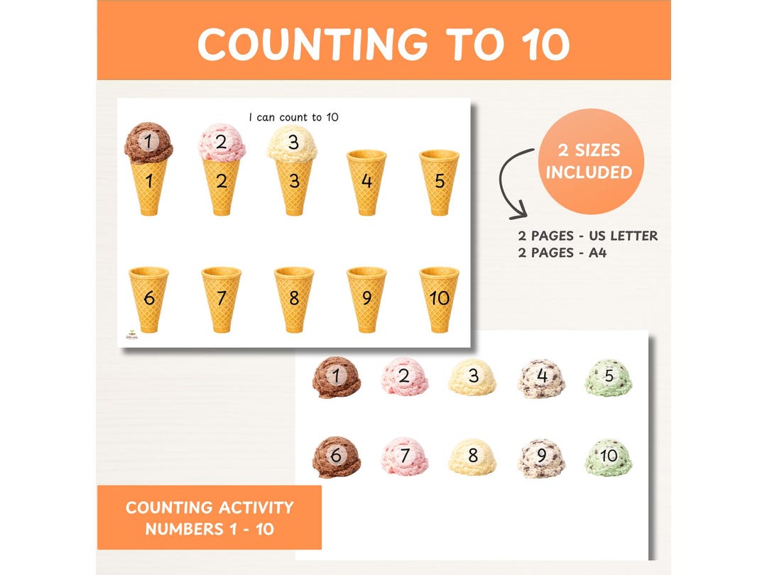 Ice Cream Counting Activity Printable | Count to 10 Summer Maths Game ...