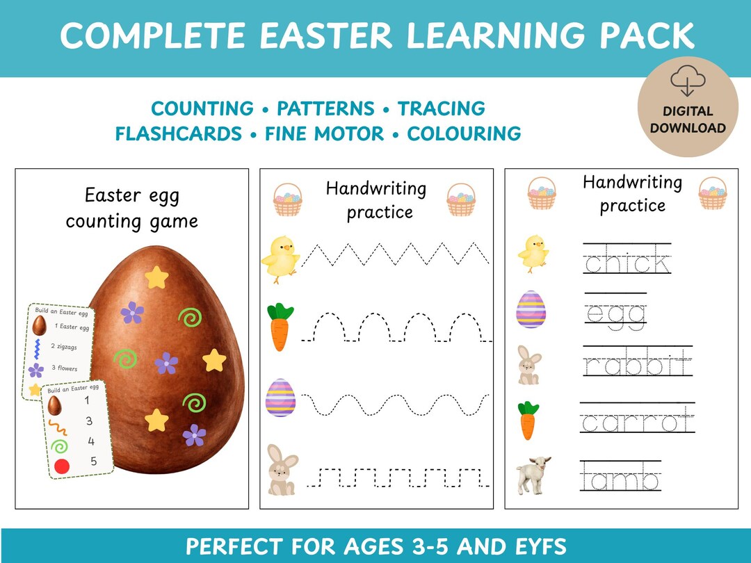 Easter Preschool Activity Pack Ages 3–5, EYFS Learning Game Pack, Maths ...