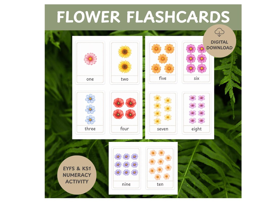 Flower Number Flashcards 1–10, EYFS & Reception Visual Maths Printable ...