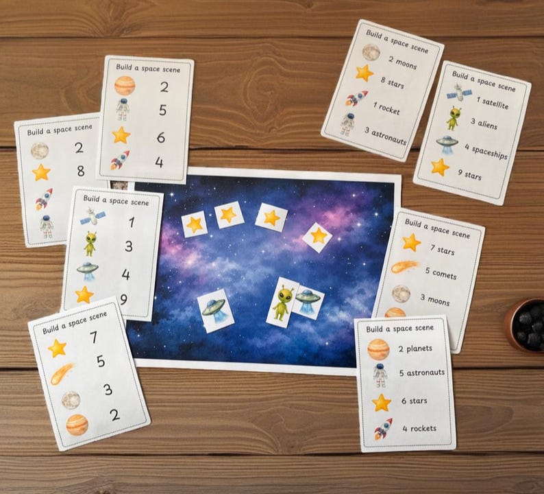EYFS Space Counting Activity Printable | Build a Scene, Numbers to 10 ...