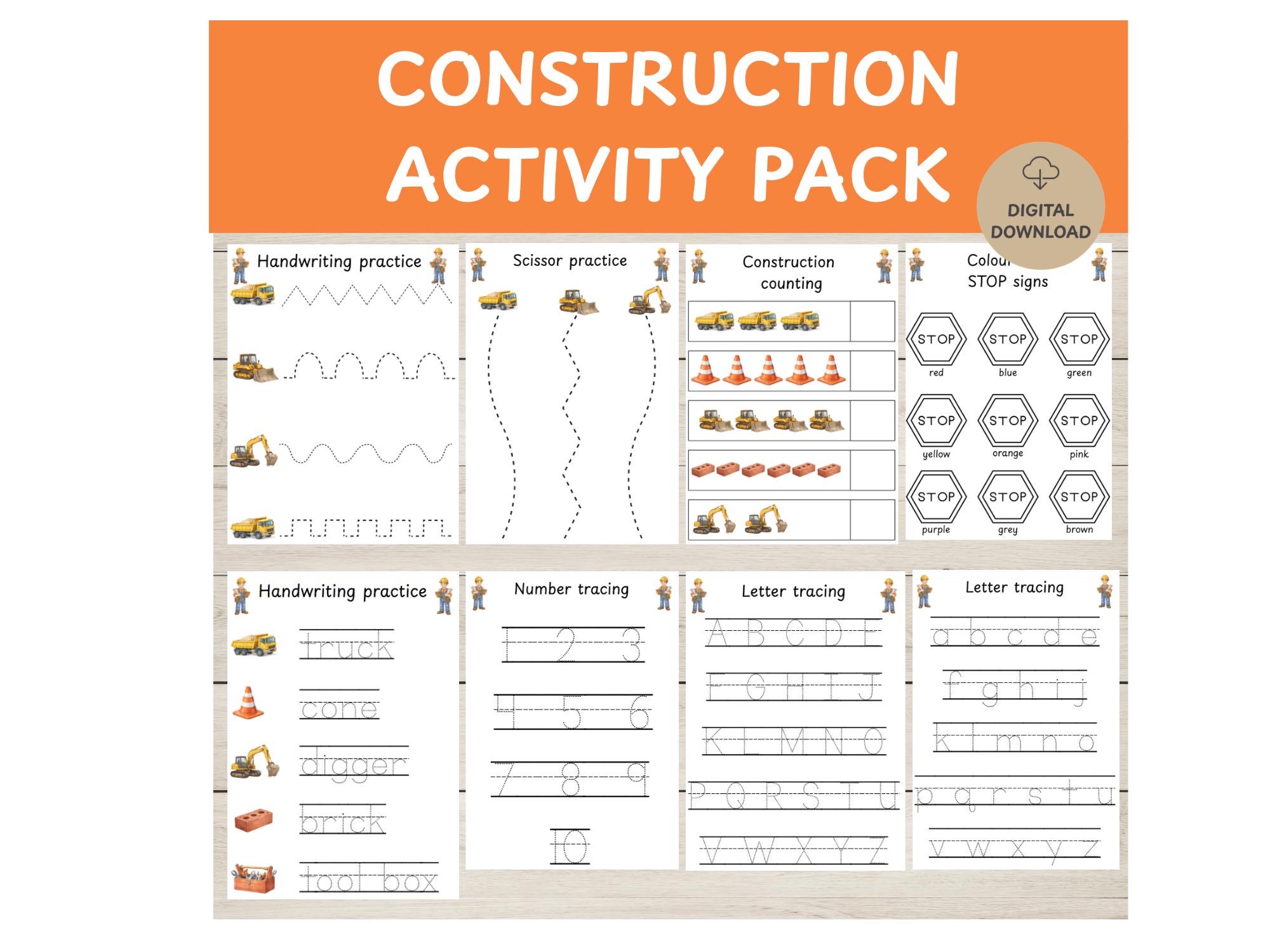 Construction Preschool Packet, Preschool Worksheets, Preschool ...