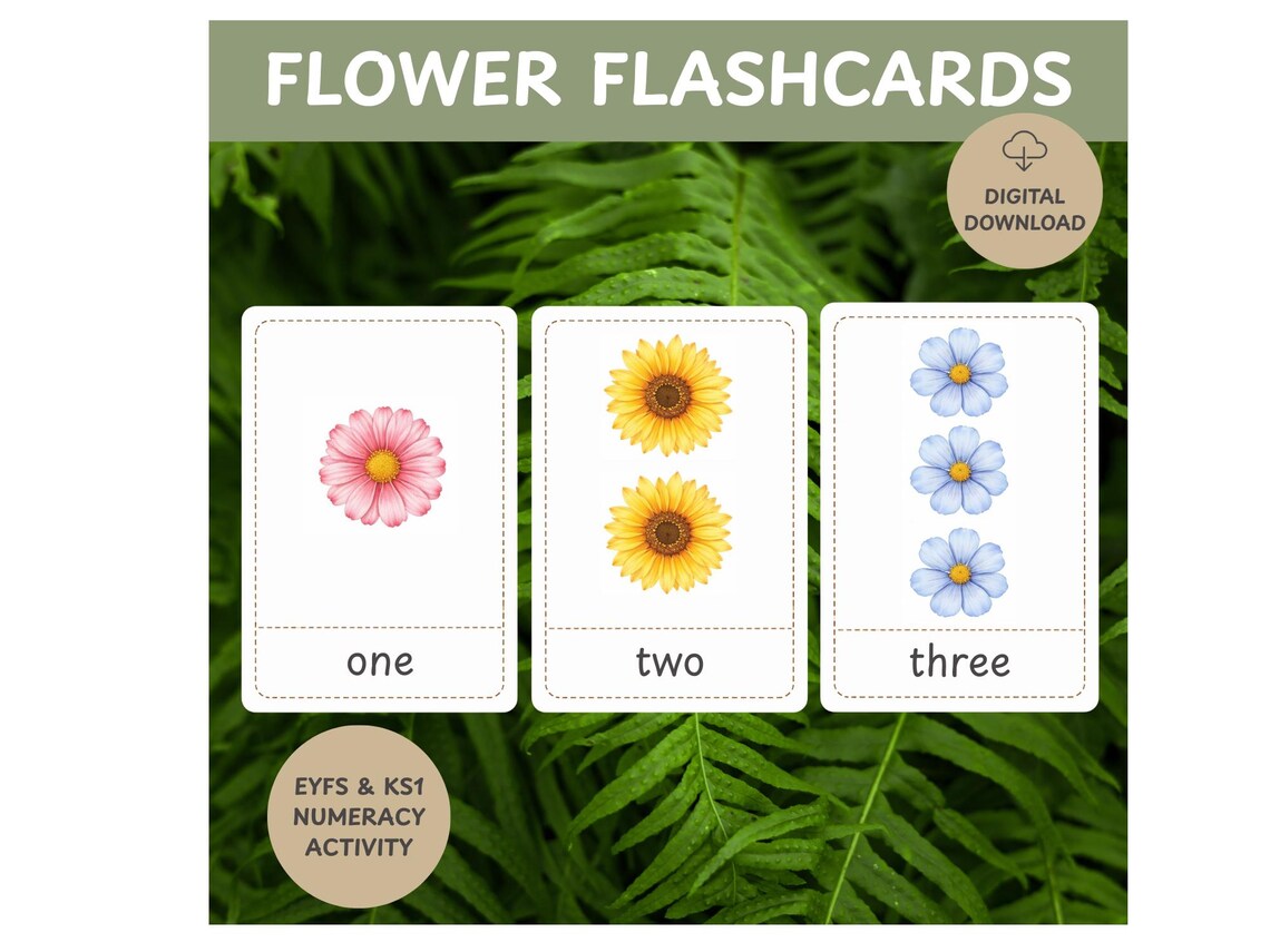 Flower Number Flashcards 1–10, EYFS & Reception Visual Maths Printable ...
