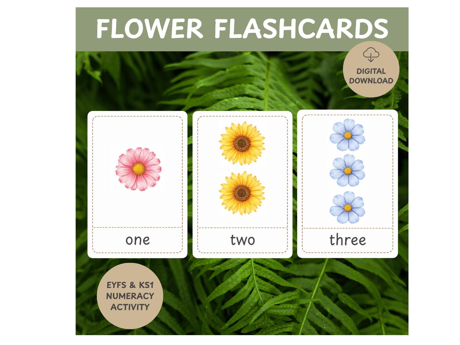 Flower Number Flashcards 1–10, EYFS & Reception Visual Maths Printable ...