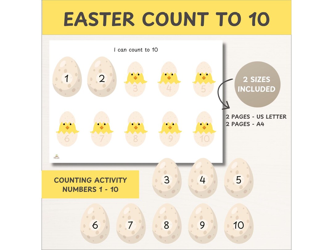 Easter Counting Activity Printable | Count to 10 Chick Egg Maths Game ...